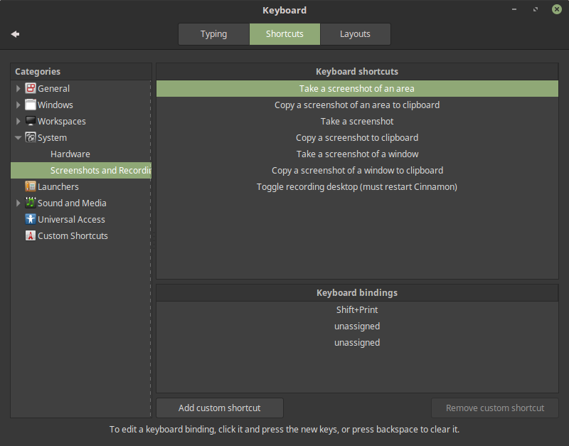 Cinnamon Screenshot Shortcuts | Random Geekery